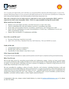 Flint / Shell Operator Ride Along Program - West Moberly First Nations