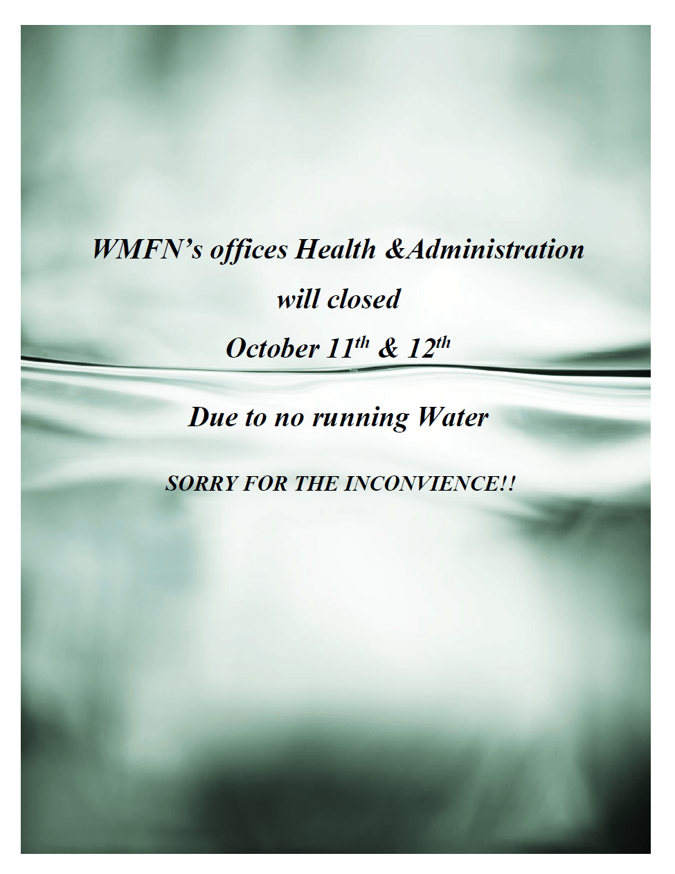 Office Closure Notice - October 11 & 12, 2022 - West Moberly First Nations