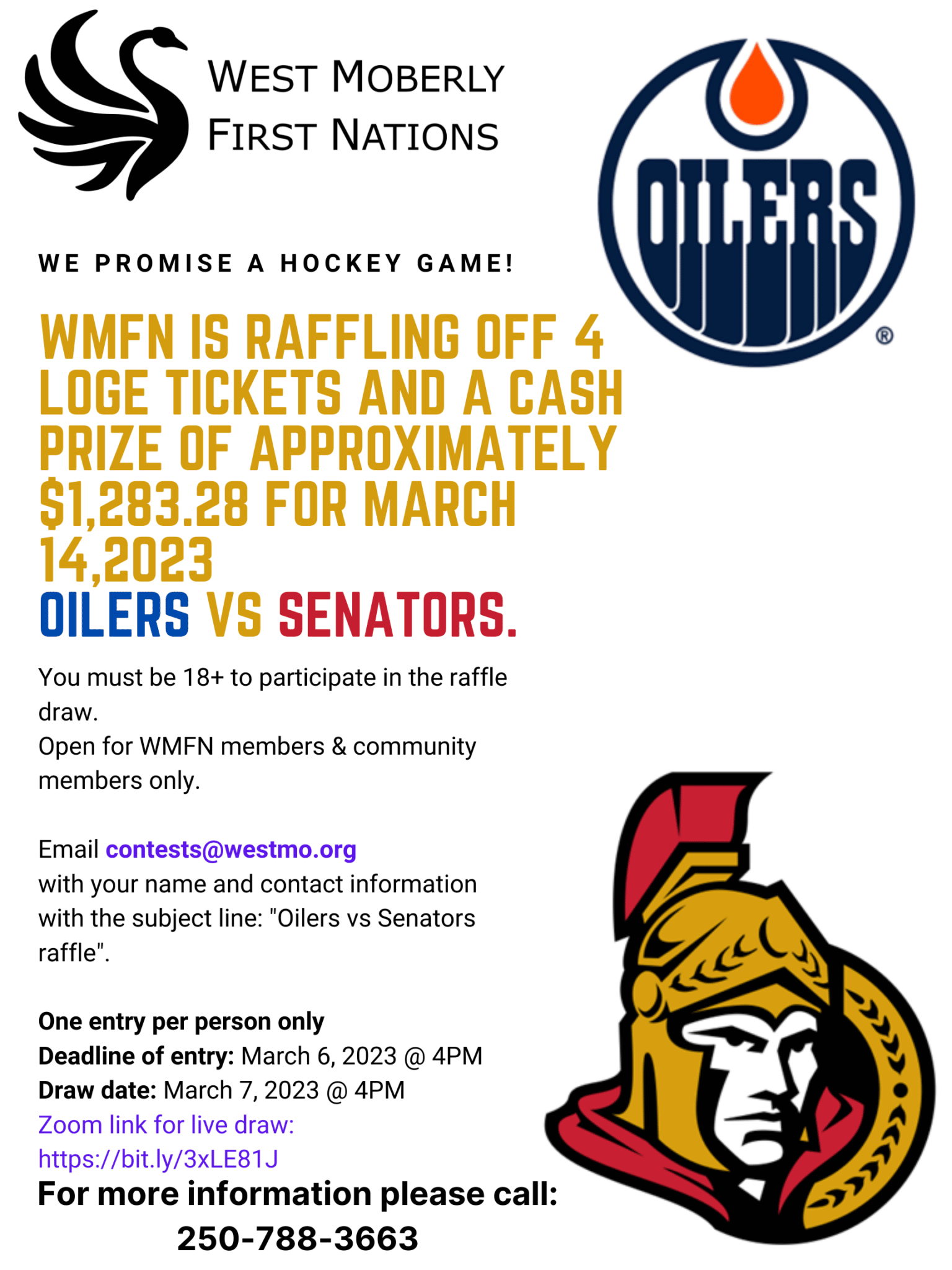 Hockey Ticket Raffle - West Moberly First Nations