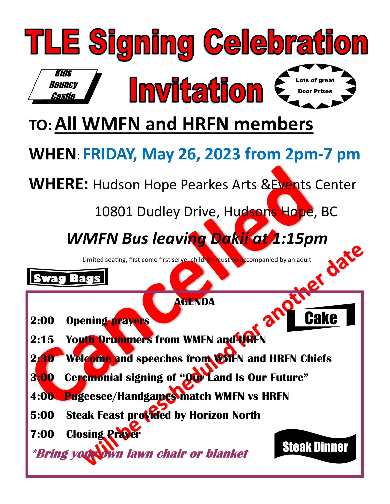 Cancelled - TLE Signing Celebration - West Moberly First Nations