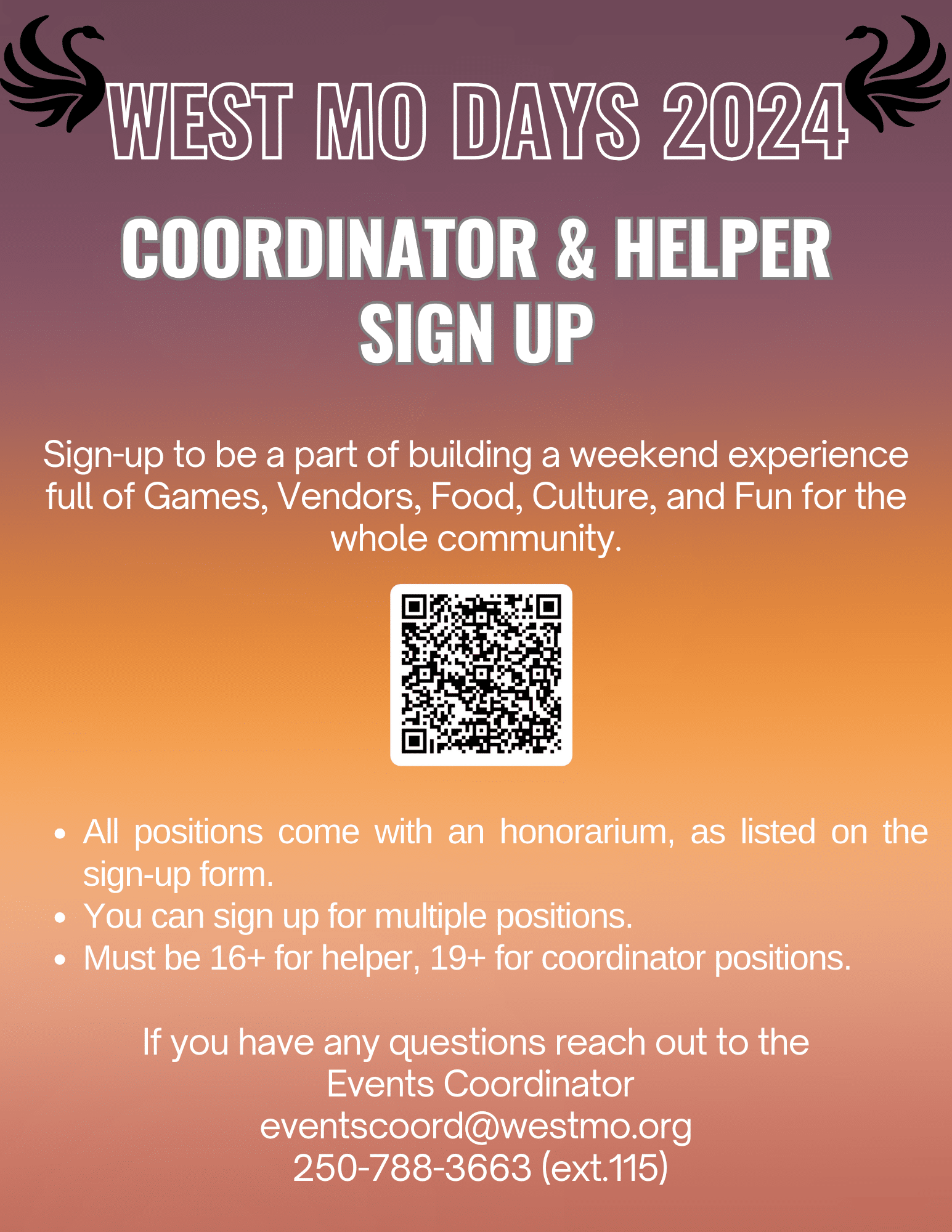 West Mo Days 2024-Coordinator & Helper Sign Up - West Moberly First Nations